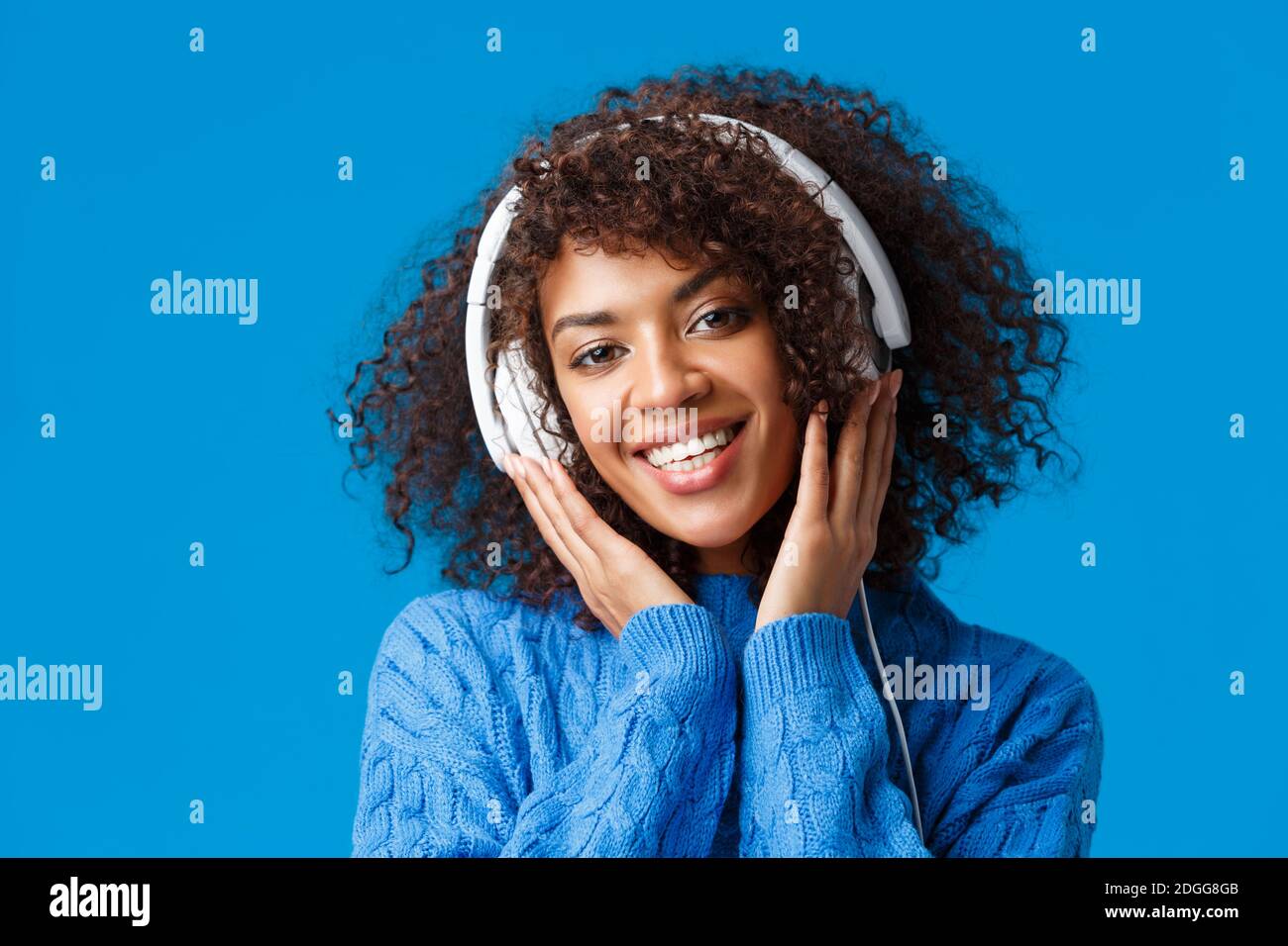 Close Up Portrait Hipster Attractive African American Woman With Curly