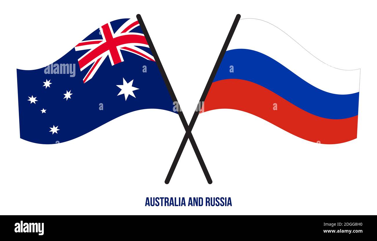 Australia and Russia Flags Crossed And Waving Flat Style. Official ...