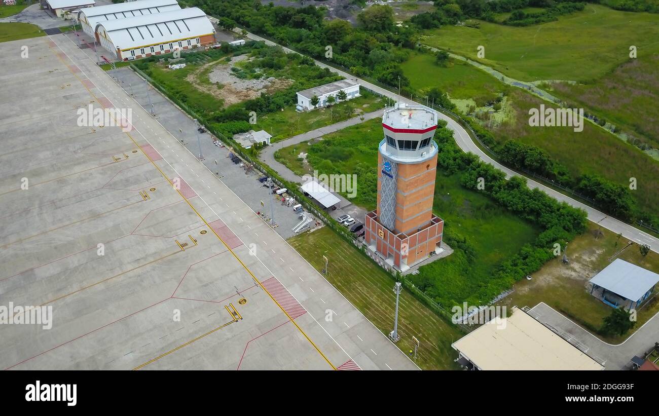 Airport Control Tower. Airport control tower at full capacity. Radar ...