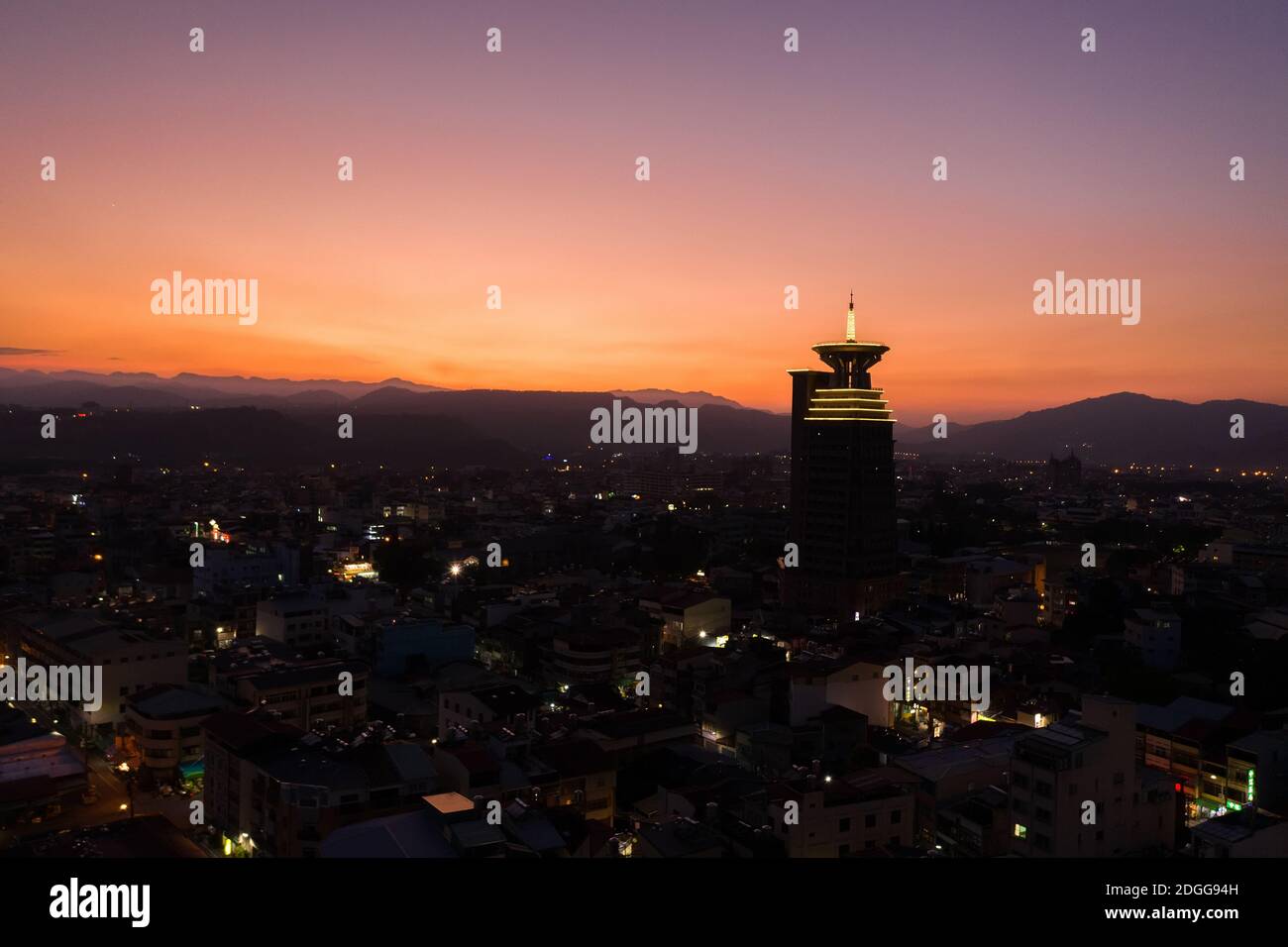 Aerial view of Puli town with buildings in the evening Stock Photo - Alamy