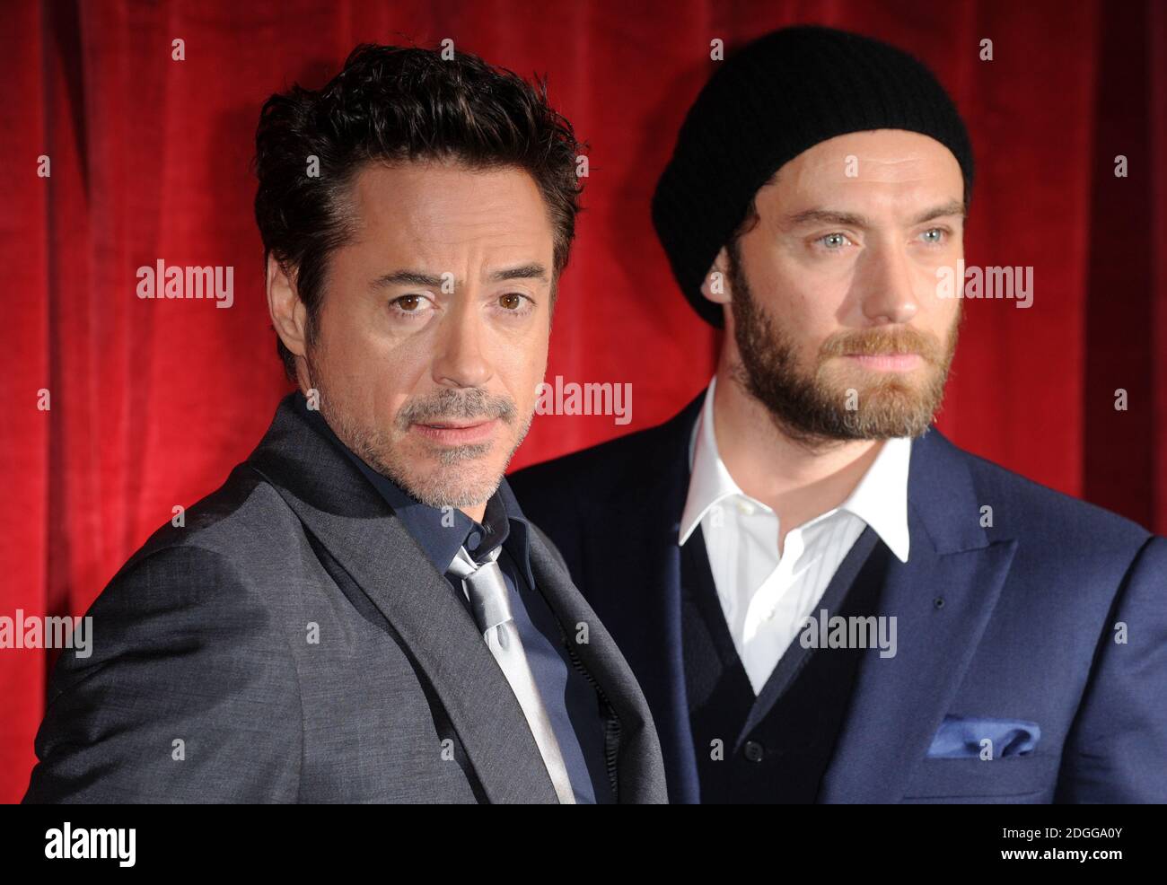 Jude Law and Robert Downey Jnr at the European Premiere of Sherlock ...