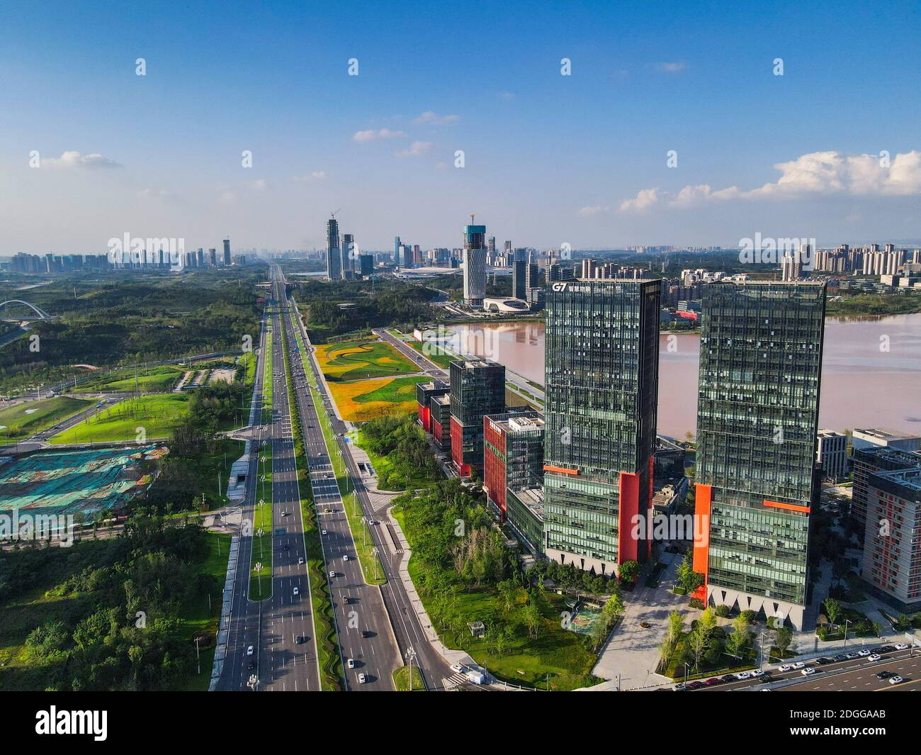 --FILE--An aerial view of Chengdu Science City, Tianfu Jingrong Center, and Tianfu New Economy ...
