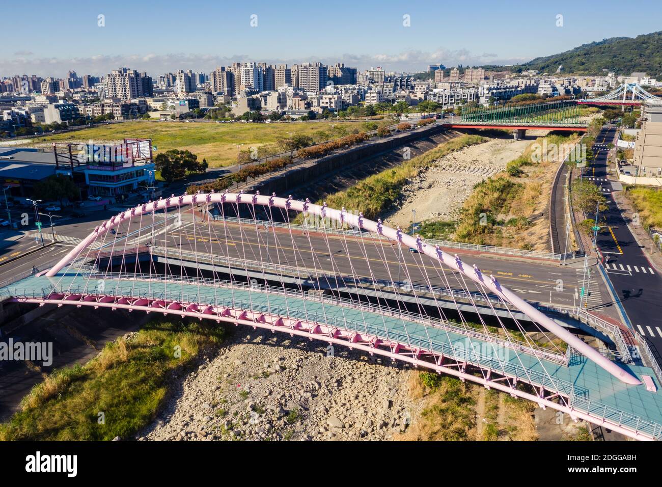 Aerial view of modern bridge at Taichung City Stock Photo - Alamy