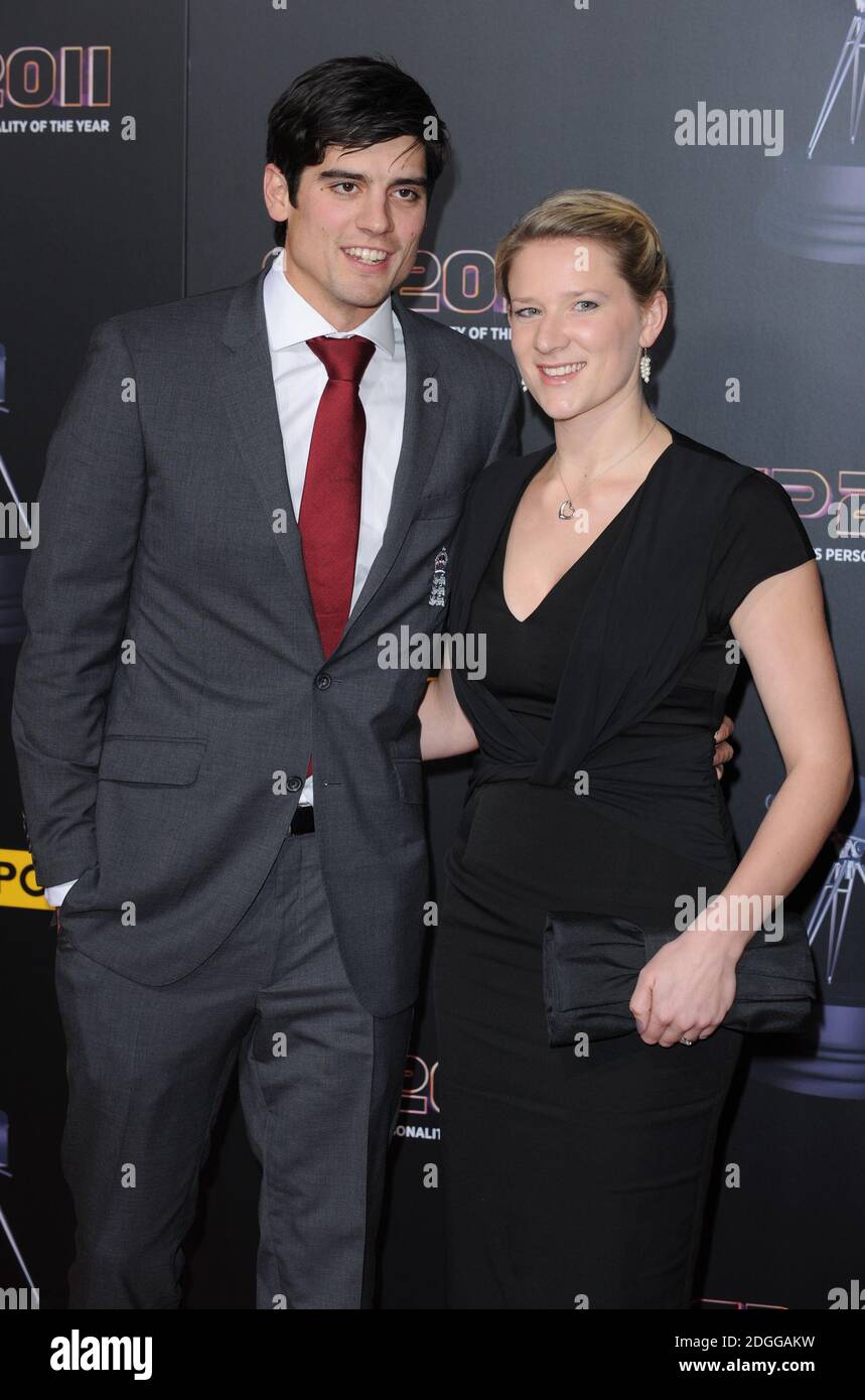 Alastair Cook and his fiance Alice Hunt arriving at the BBC Sports ...