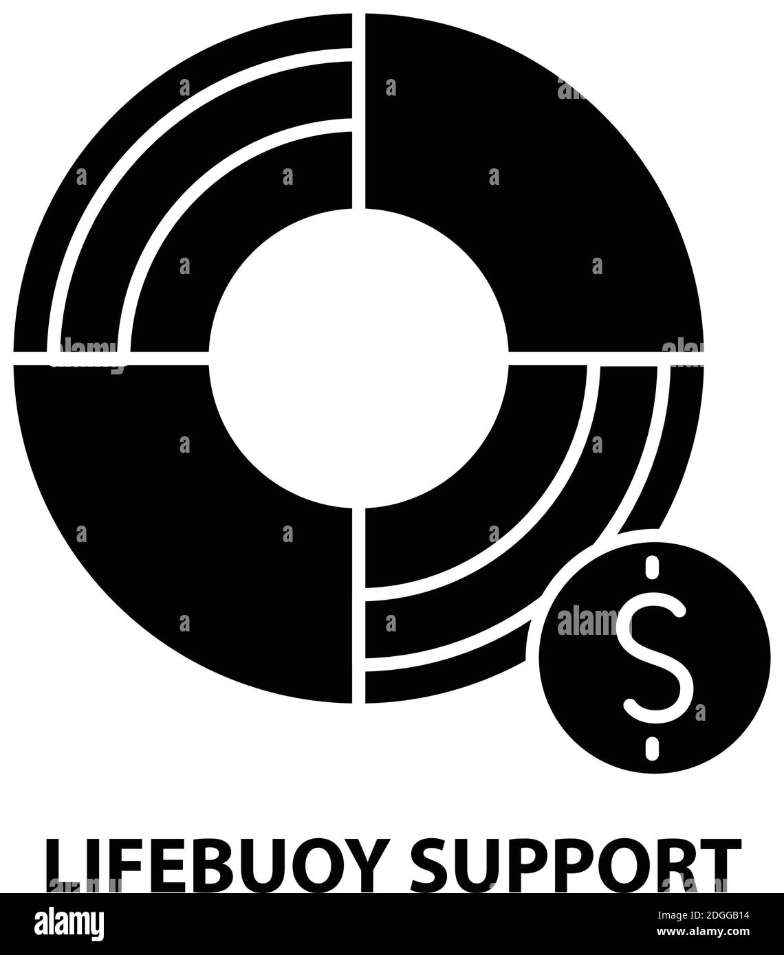 lifebuoy support symbol icon, black vector sign with editable strokes ...