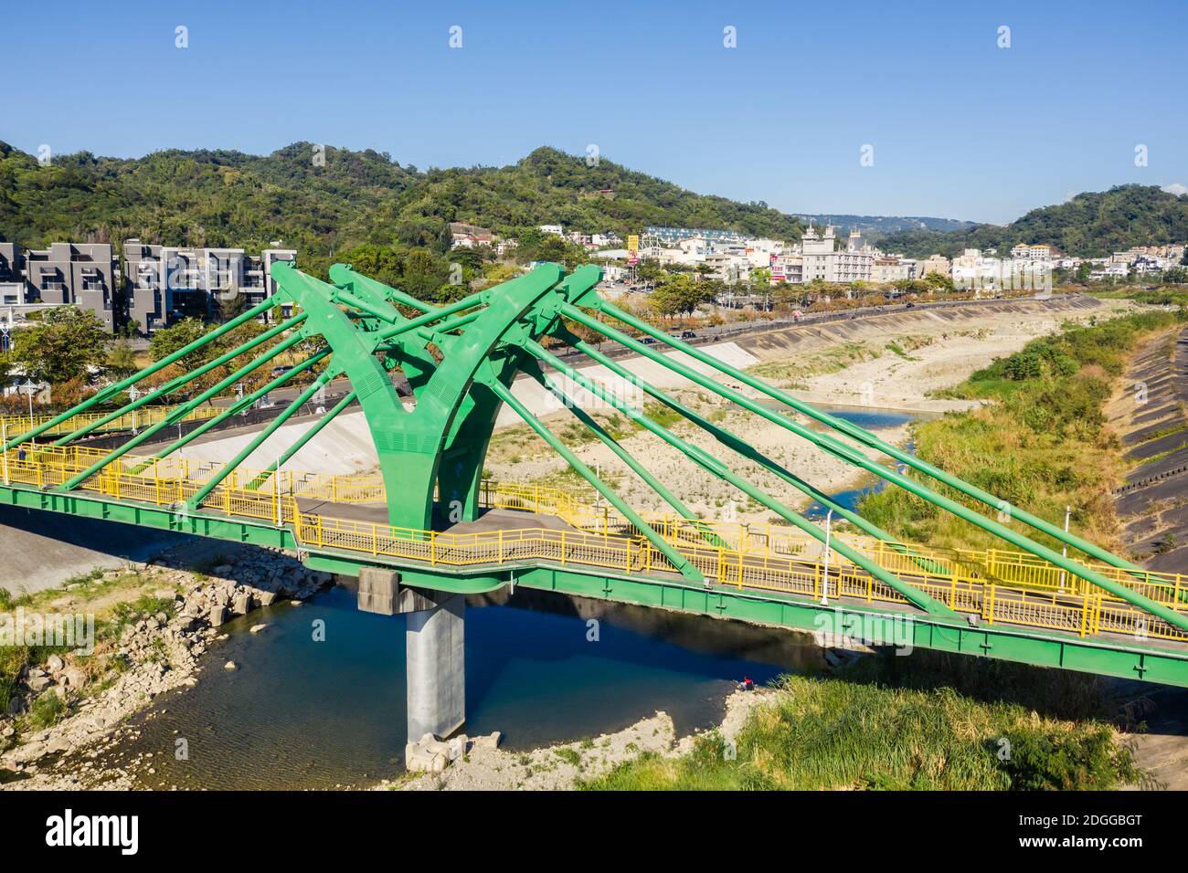 Aerial view of modern bridge at Taichung City Stock Photo - Alamy
