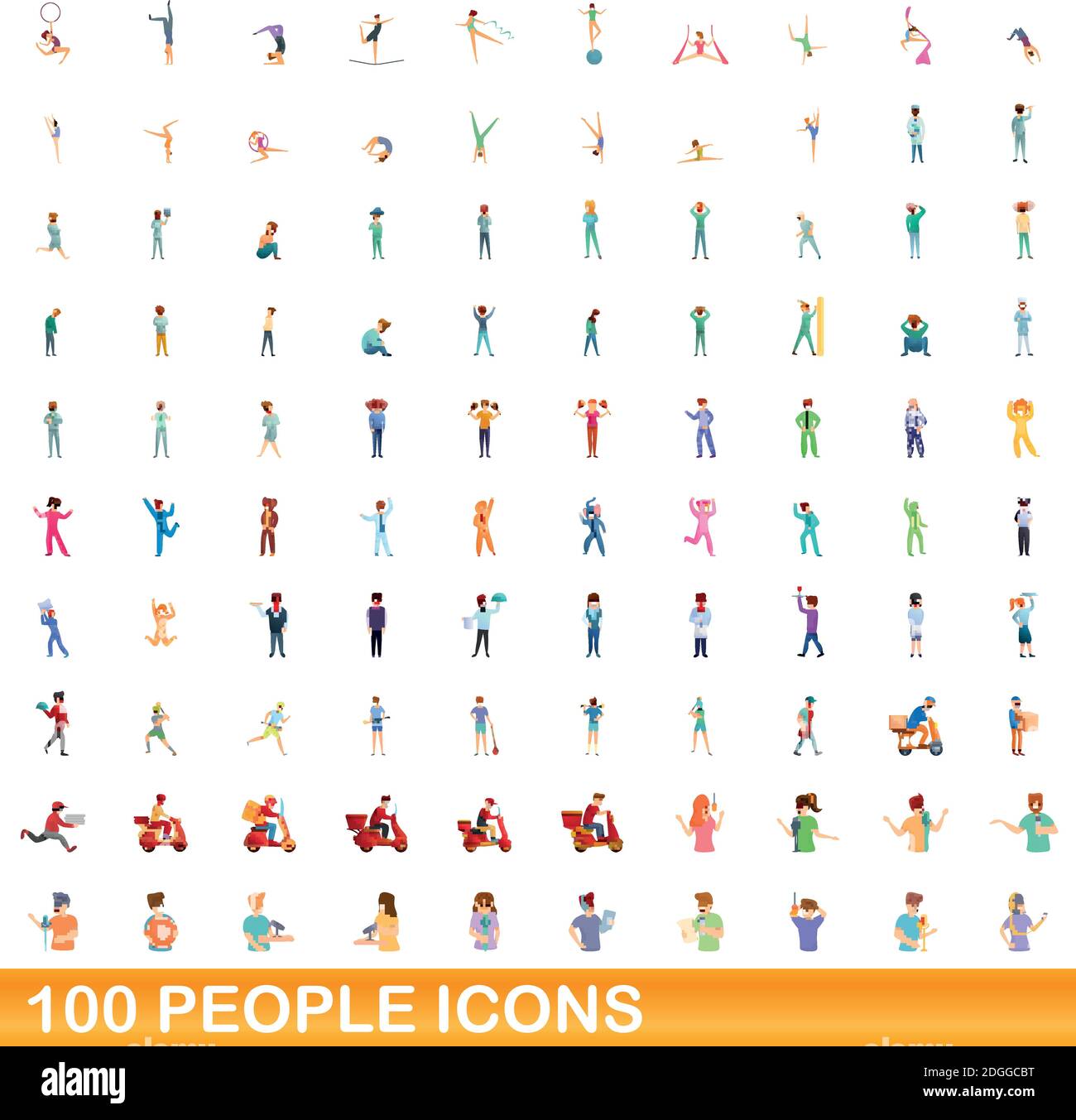 100 people icons set. Cartoon illustration of 100 people icons vector ...