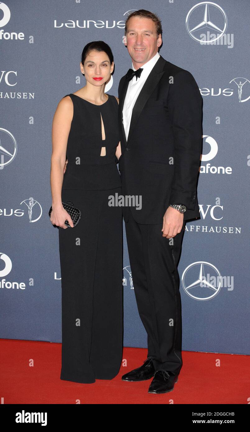 Matthew Pinsent and wife arriving at the Laureus Sports Awards 2012 ...
