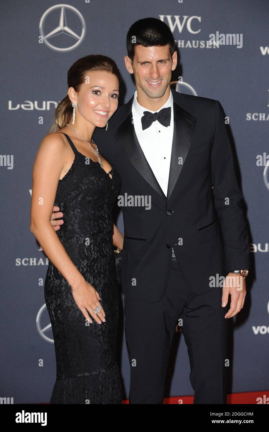 Novak Djokovic and girlfriend Jelena Ristic arriving at the Laureus ...