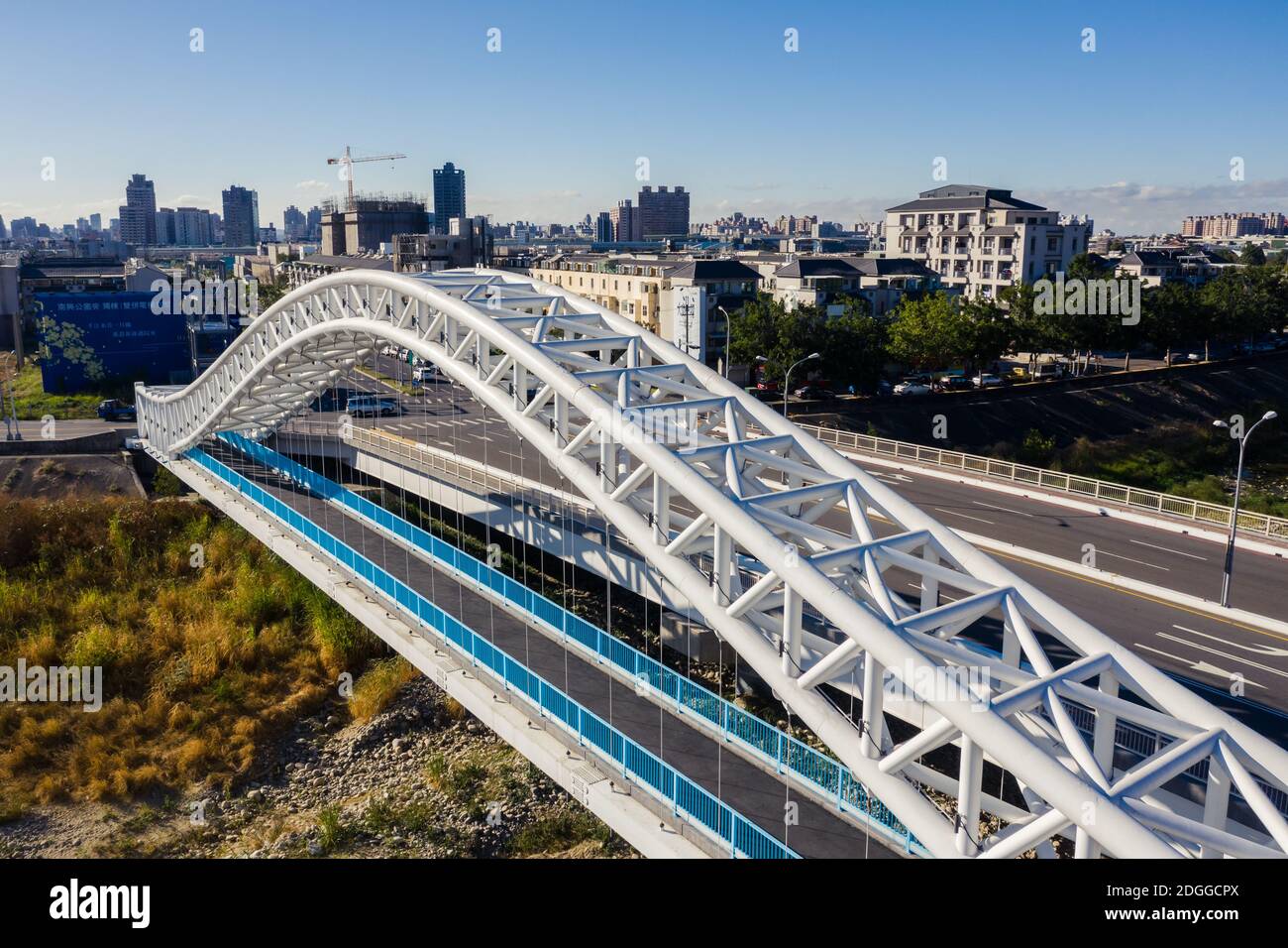 Aerial view of modern bridge at Taichung City Stock Photo - Alamy