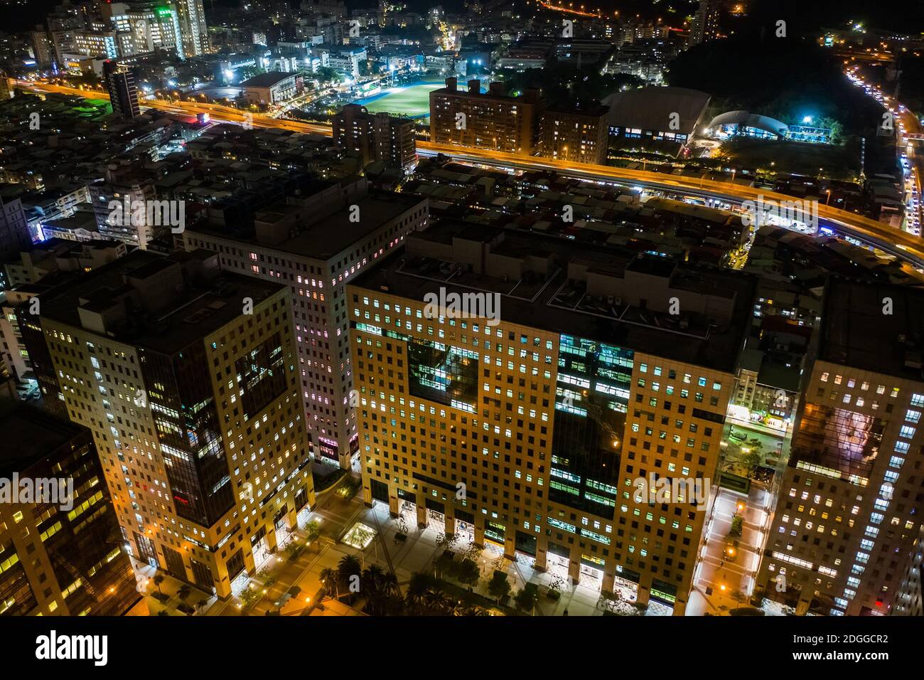 Aerial view buildings neon hi-res stock photography and images - Alamy