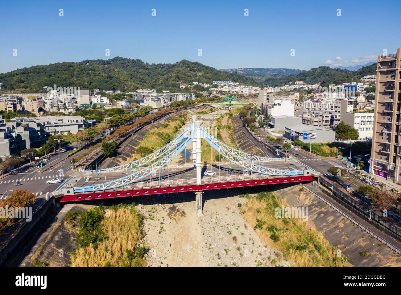 Aerial view of modern bridge at Taichung City Stock Photo - Alamy