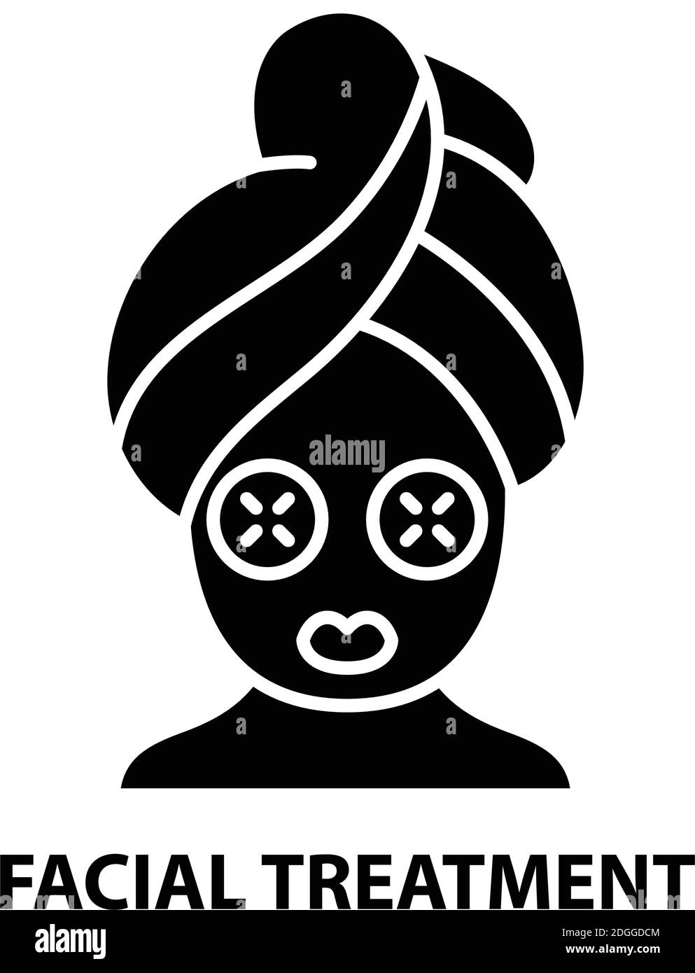 facial treatment icon, black vector sign with editable strokes, concept illustration Stock ...