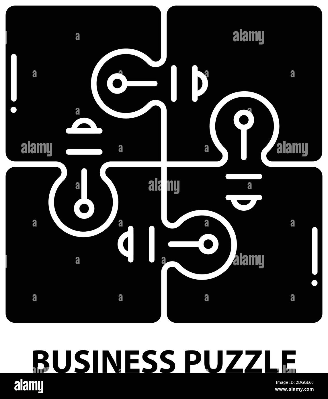 business puzzle icon, black vector sign with editable strokes, concept ...