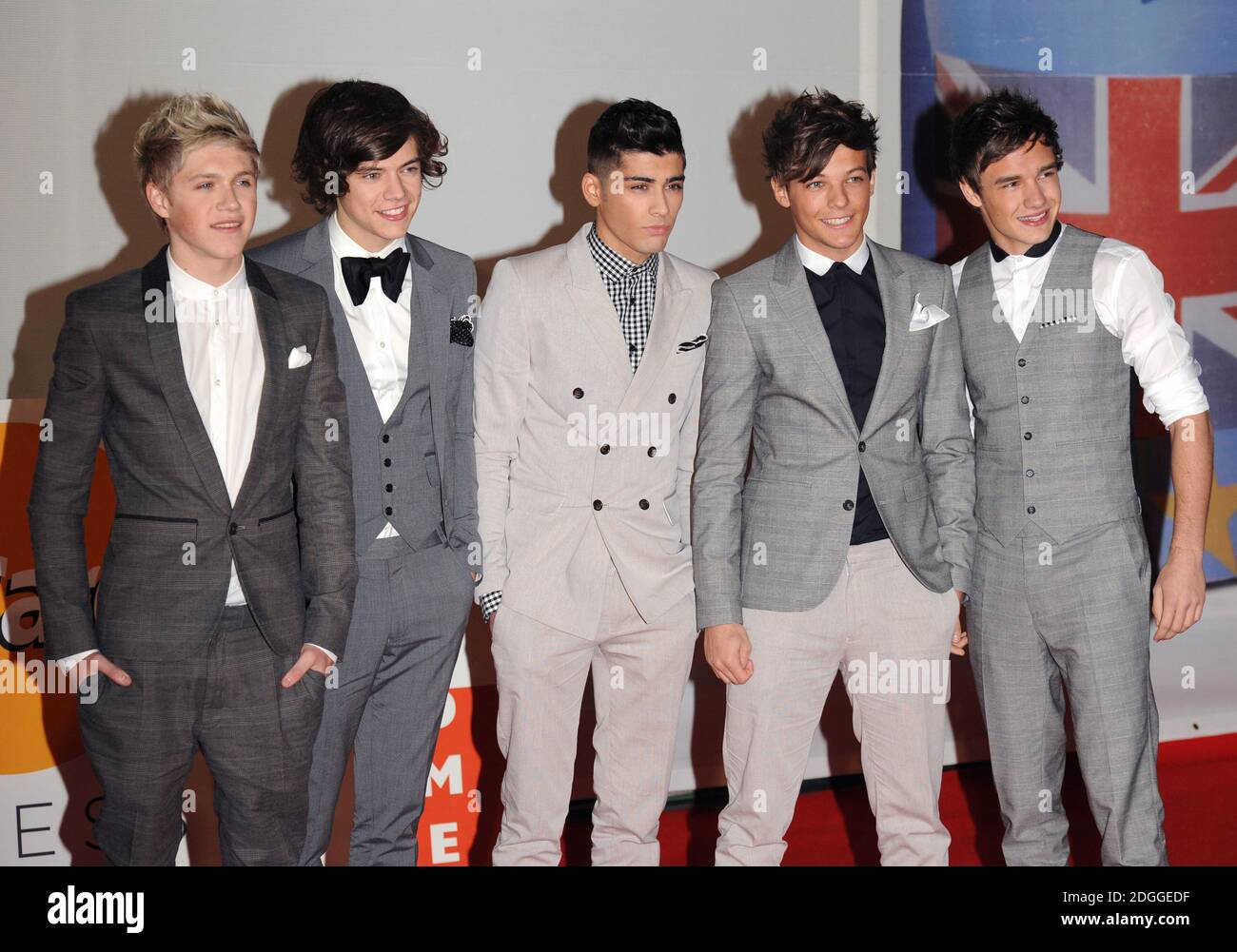One Direction arriving at The Brit Awards 2012, The O2 Arena, Greenwich ...