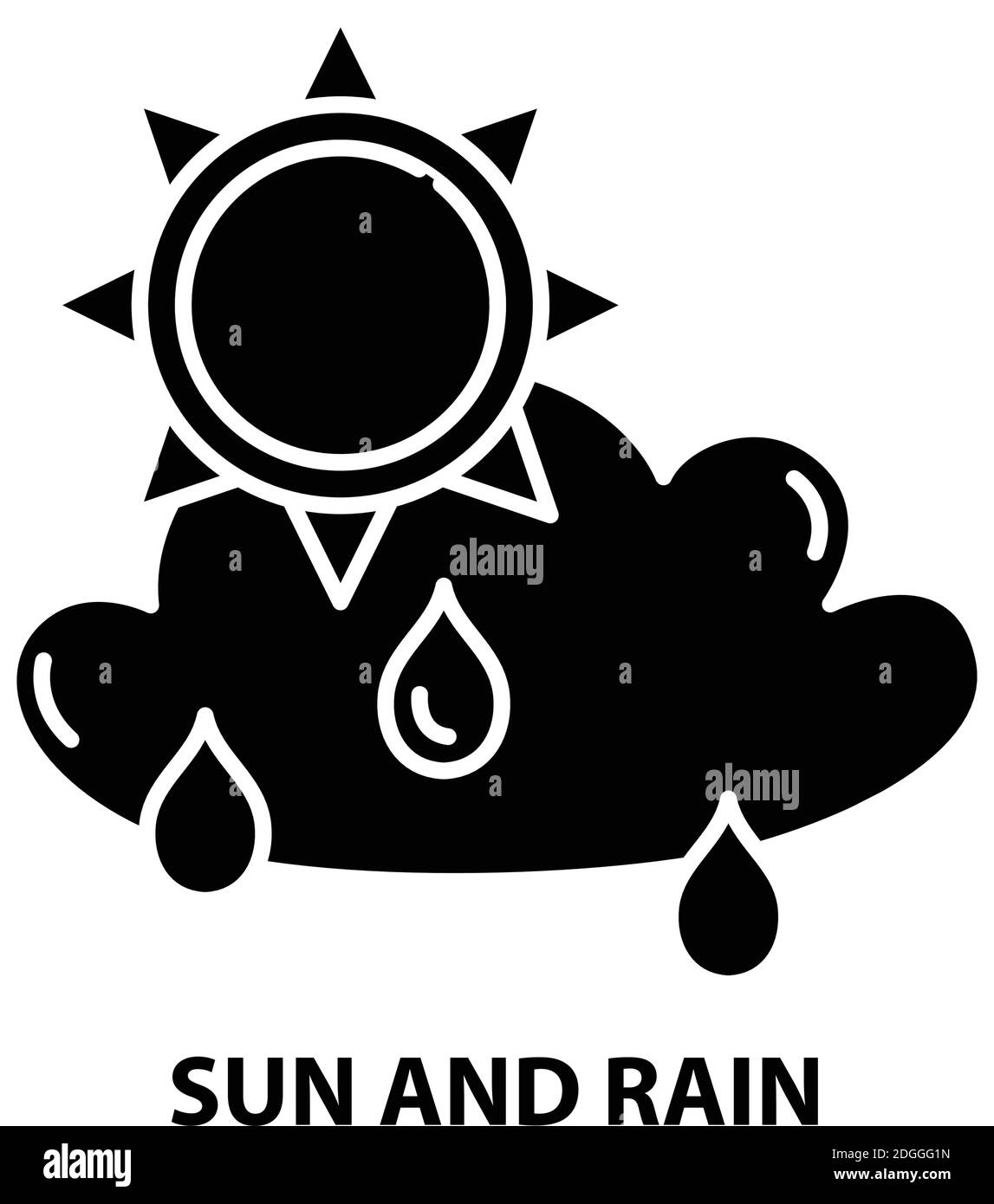 sun and rain icon, black vector sign with editable strokes, concept ...