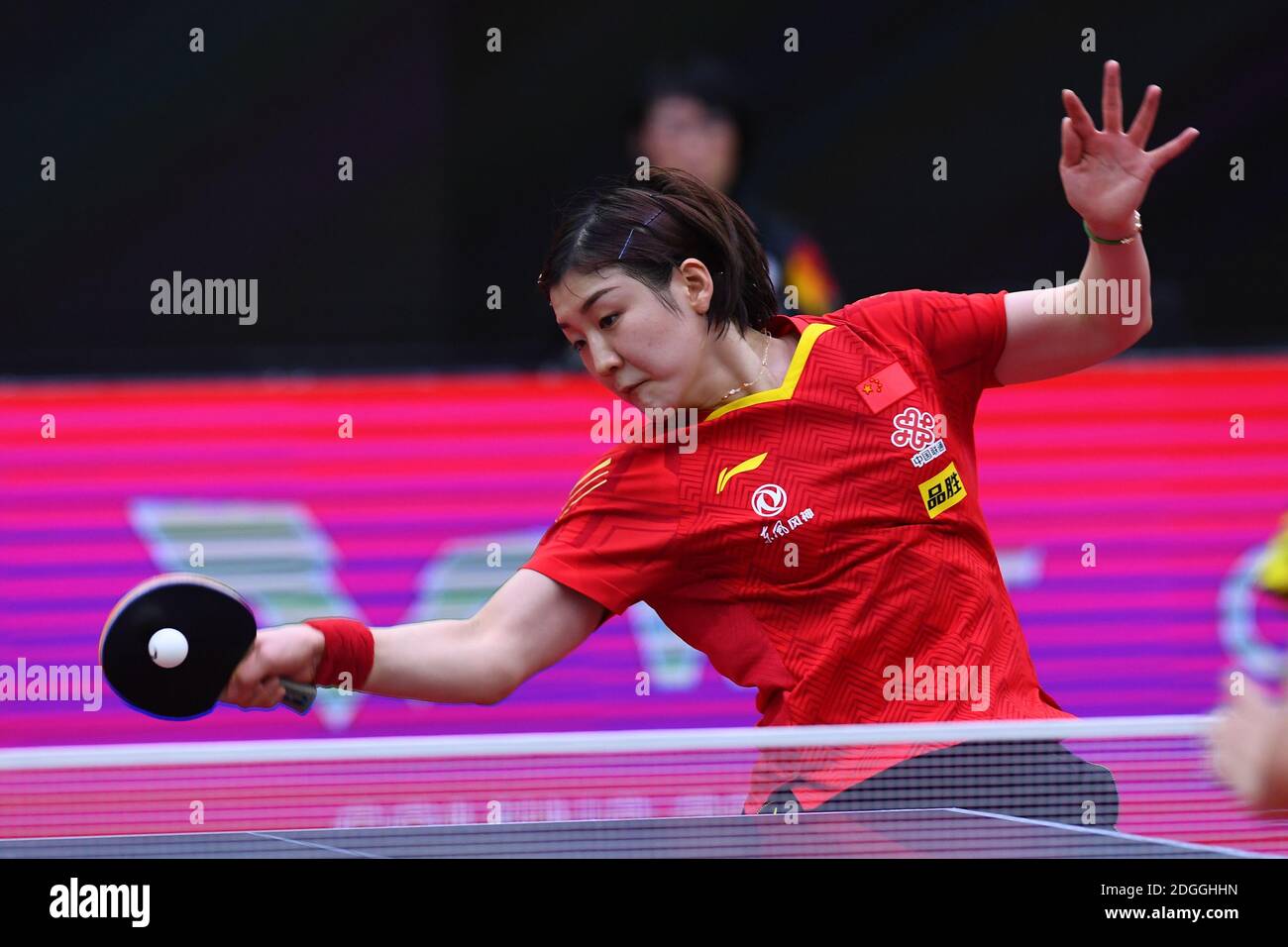 Chinese table tennis player Chen Meng plays against former Chinese, now ...