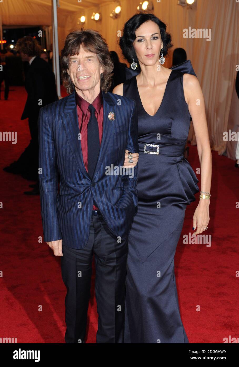 Mick Jadder and L'Wren Scott arriving at the Costume Institute Benefit ...