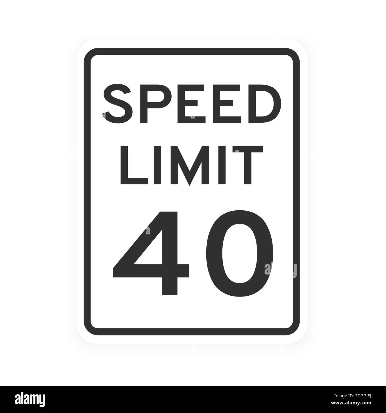 Speed limit 40 road traffic icon sign flat style design vector illustration isolated on white ...