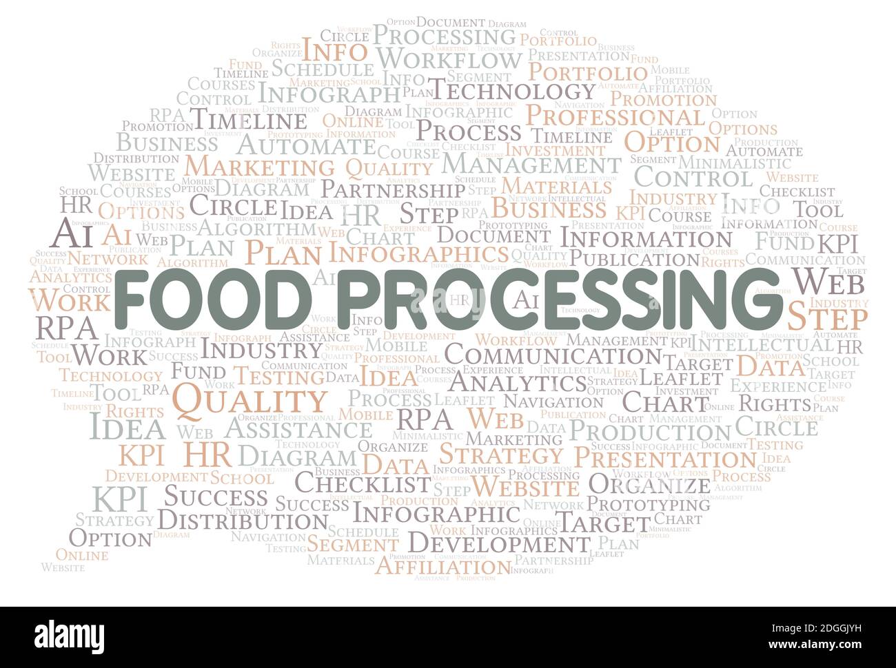 Food Processing typography word cloud create with text only Stock Photo ...