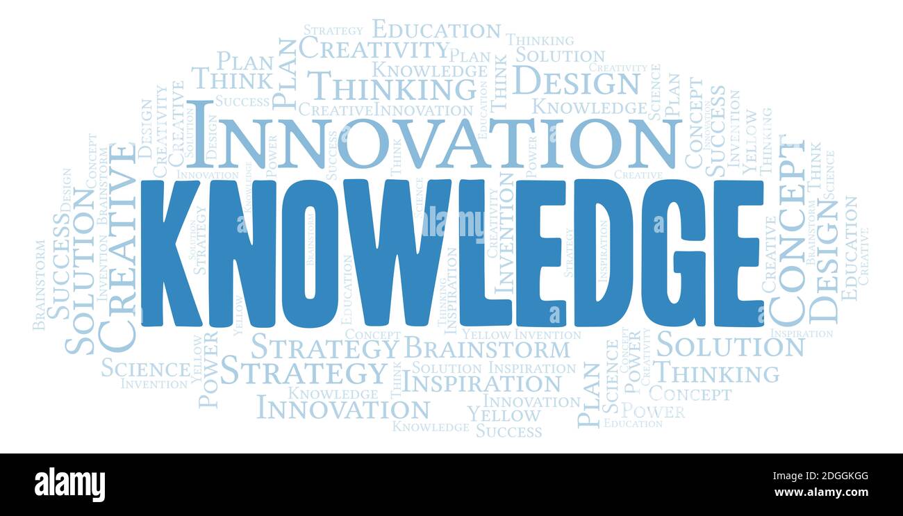 Knowledge typography word cloud create with text only Stock Photo - Alamy