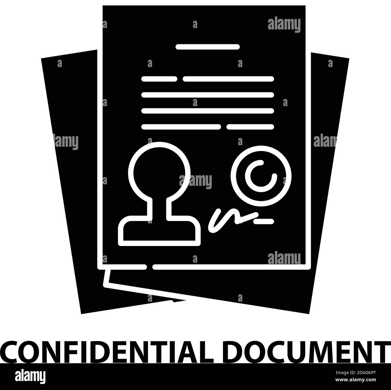 confidential document symbol icon, black vector sign with editable ...