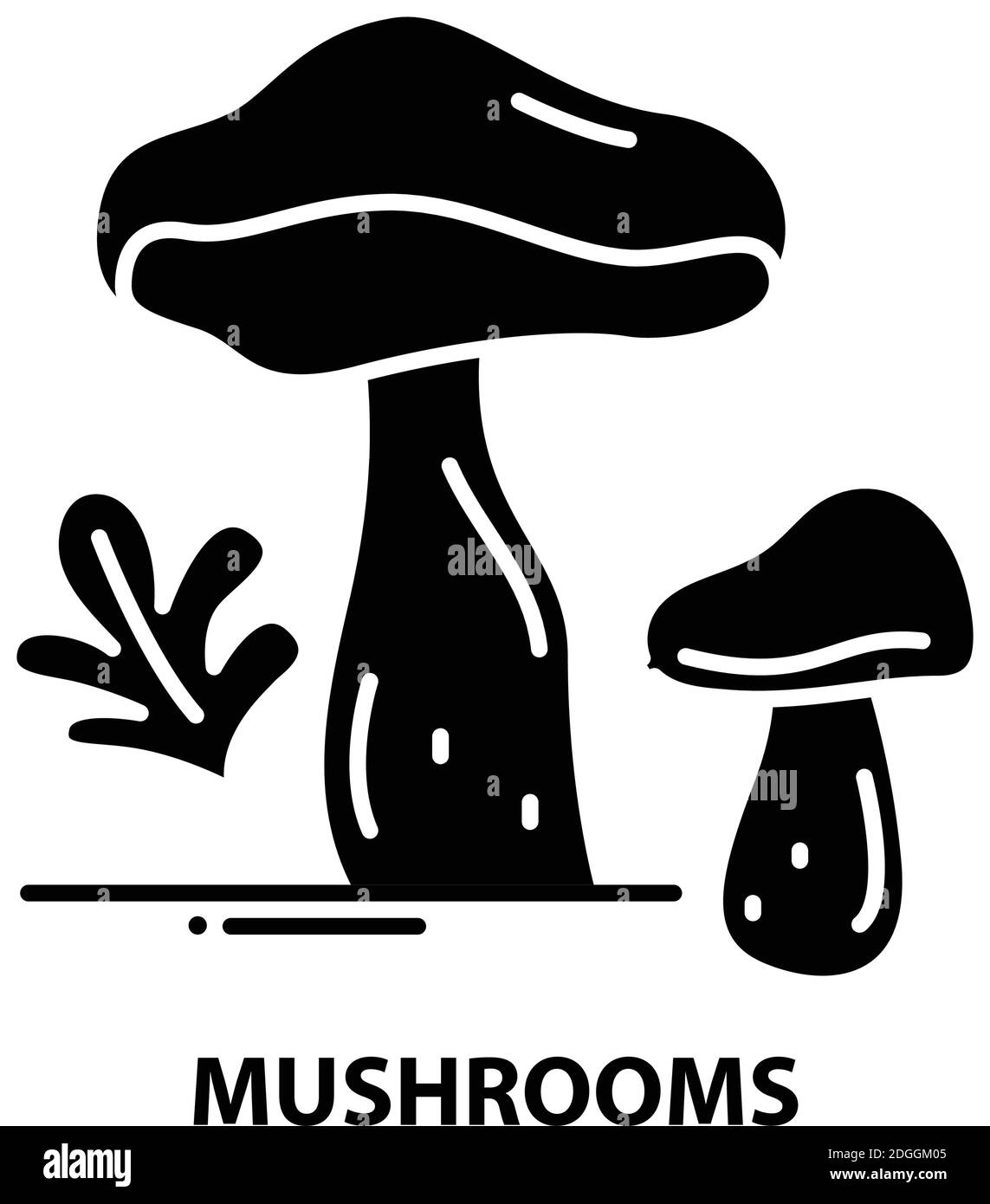 mushrooms symbol icon, black vector sign with editable strokes, concept ...