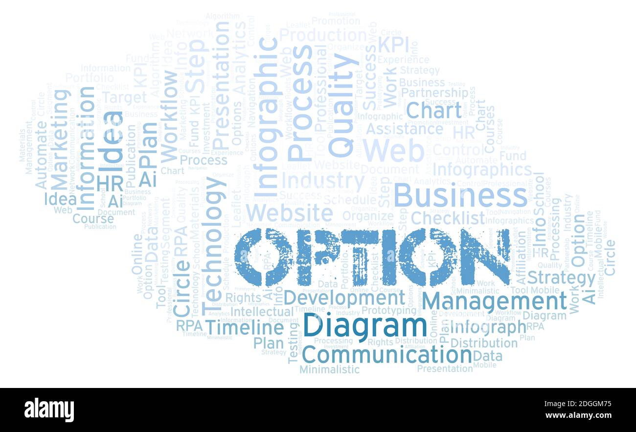 Option typography word cloud create with text only Stock Photo - Alamy