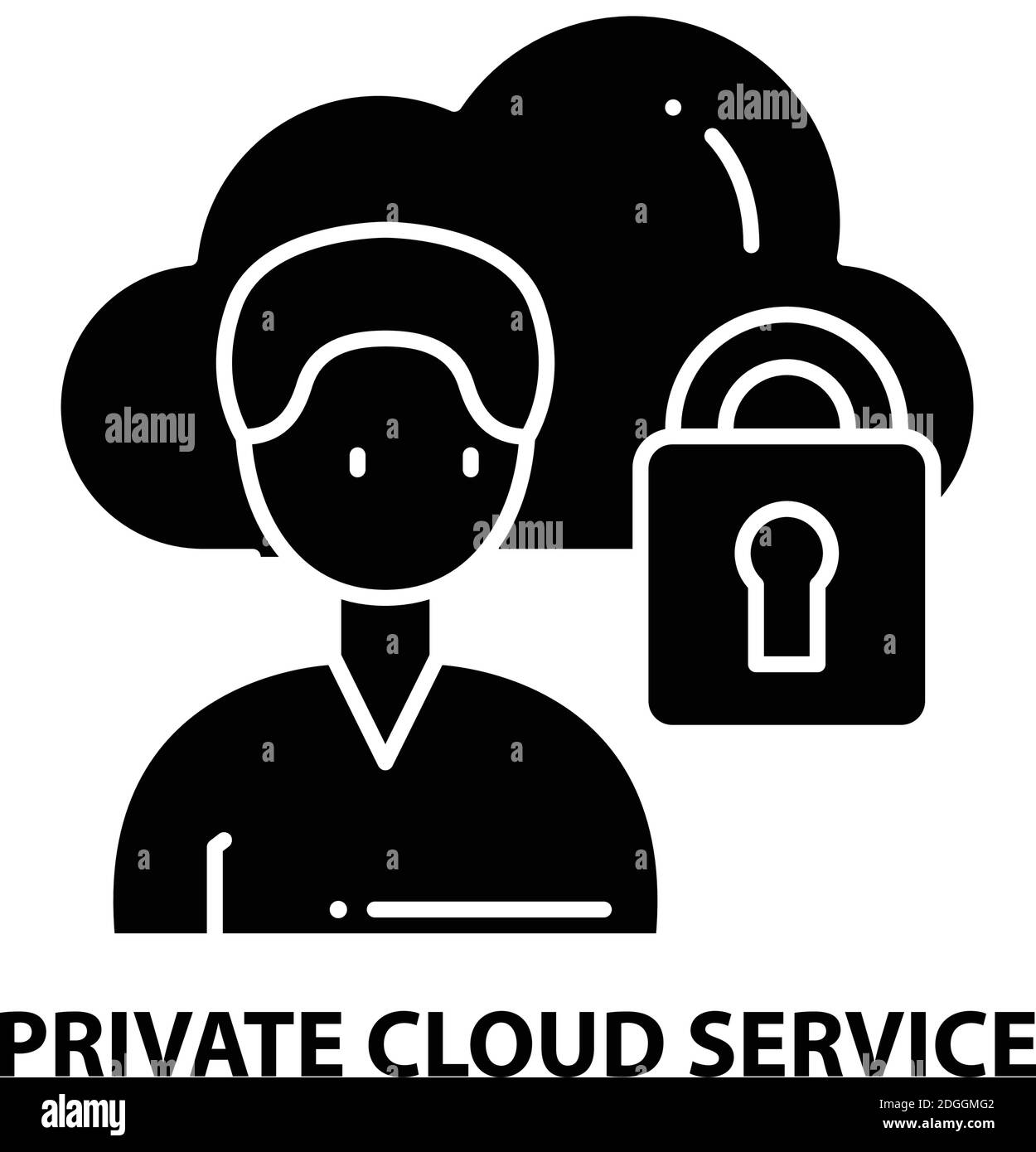 private cloud service icon, black vector sign with editable strokes ...