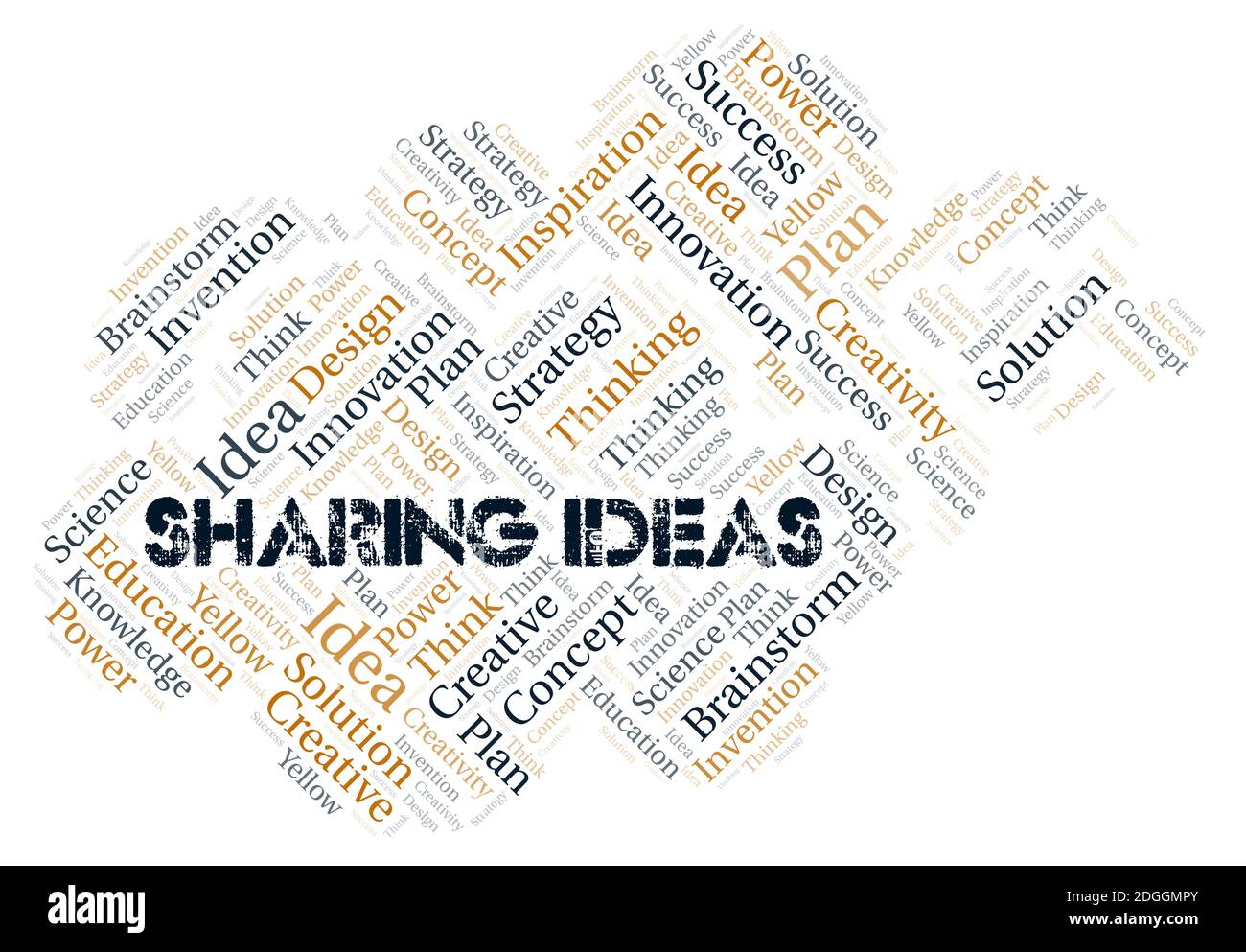 Sharing Ideas typography word cloud create with text only Stock Photo ...