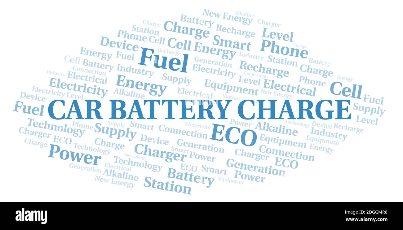 Car Battery Charge typography word cloud create with text only Stock ...