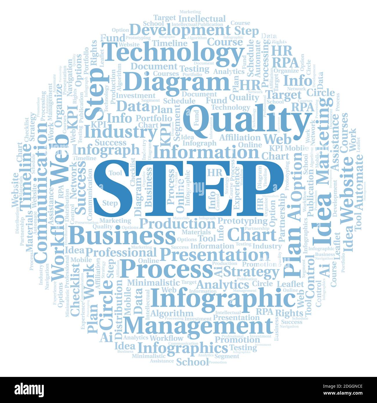 Step typography word cloud create with text only Stock Photo - Alamy