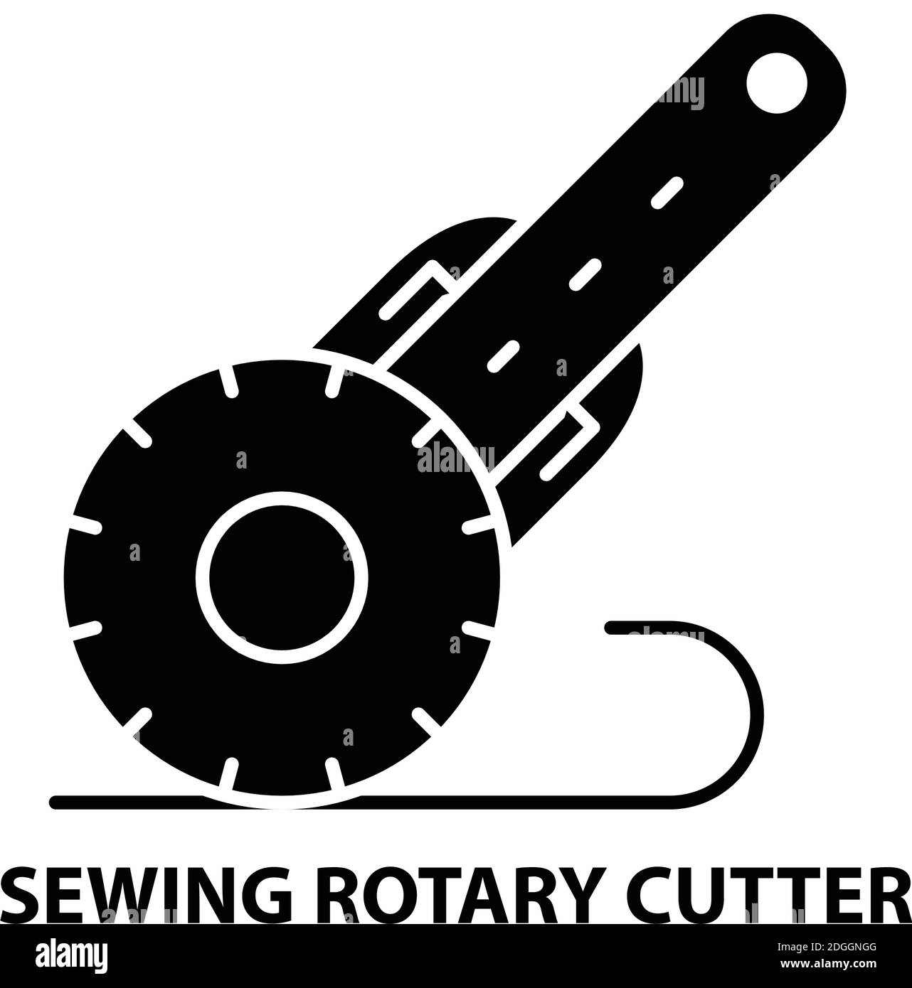 sewing rotary cutter icon, black vector sign with editable strokes ...