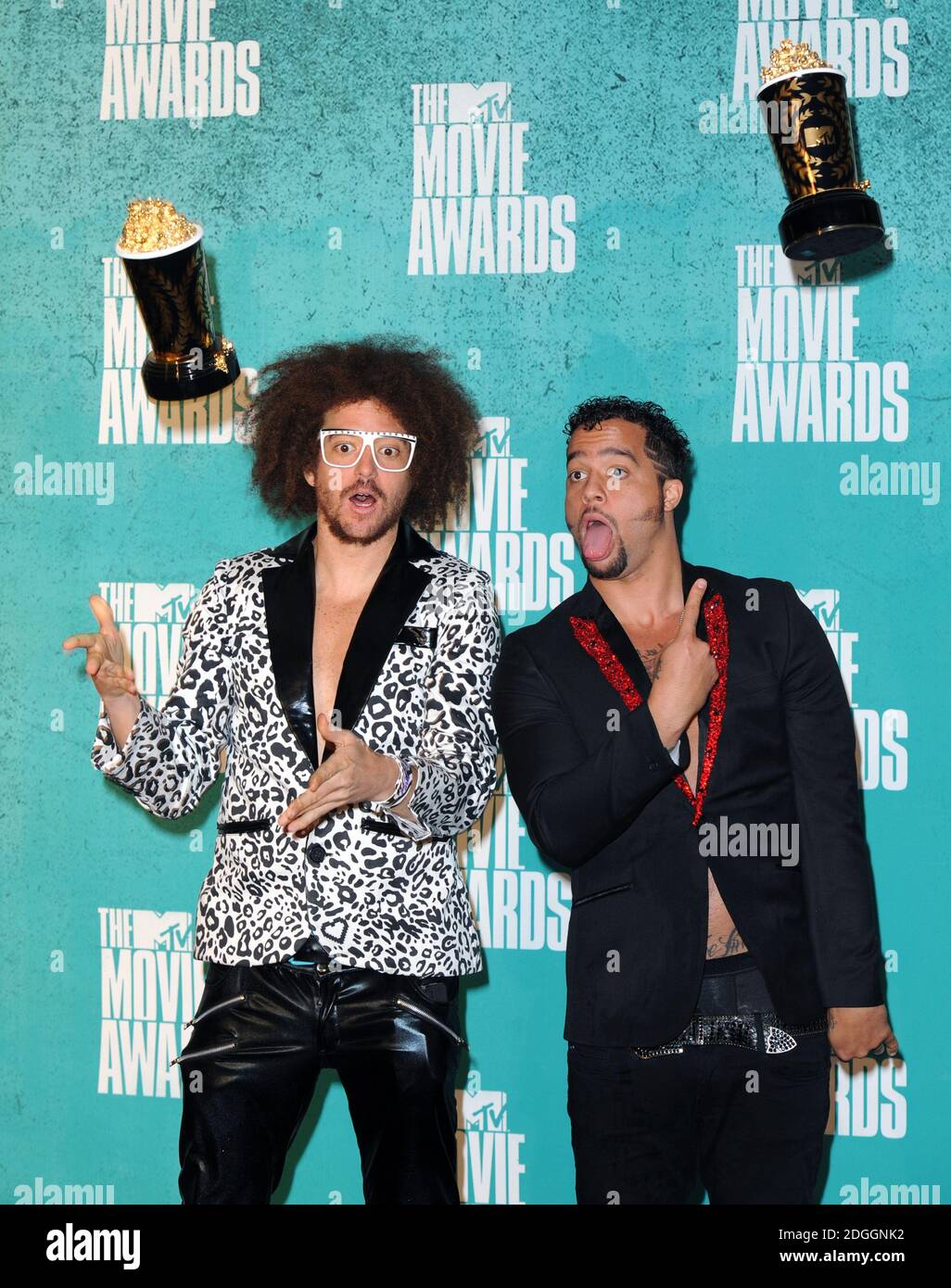 Lmfao backstage in mtv movie awards room hi-res stock photography and ...