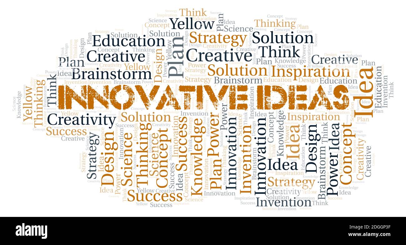 Innovative Ideas typography word cloud create with text only Stock ...