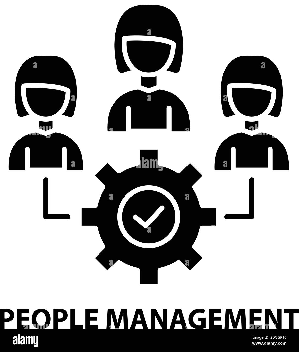 people management concept icon, black vector sign with editable strokes ...