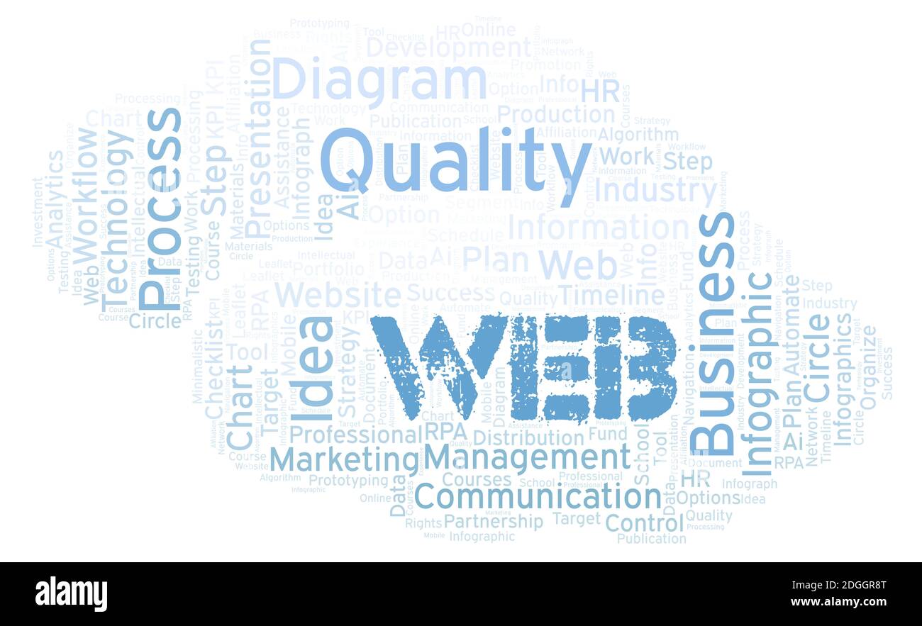 Web typography word cloud create with text only Stock Photo - Alamy
