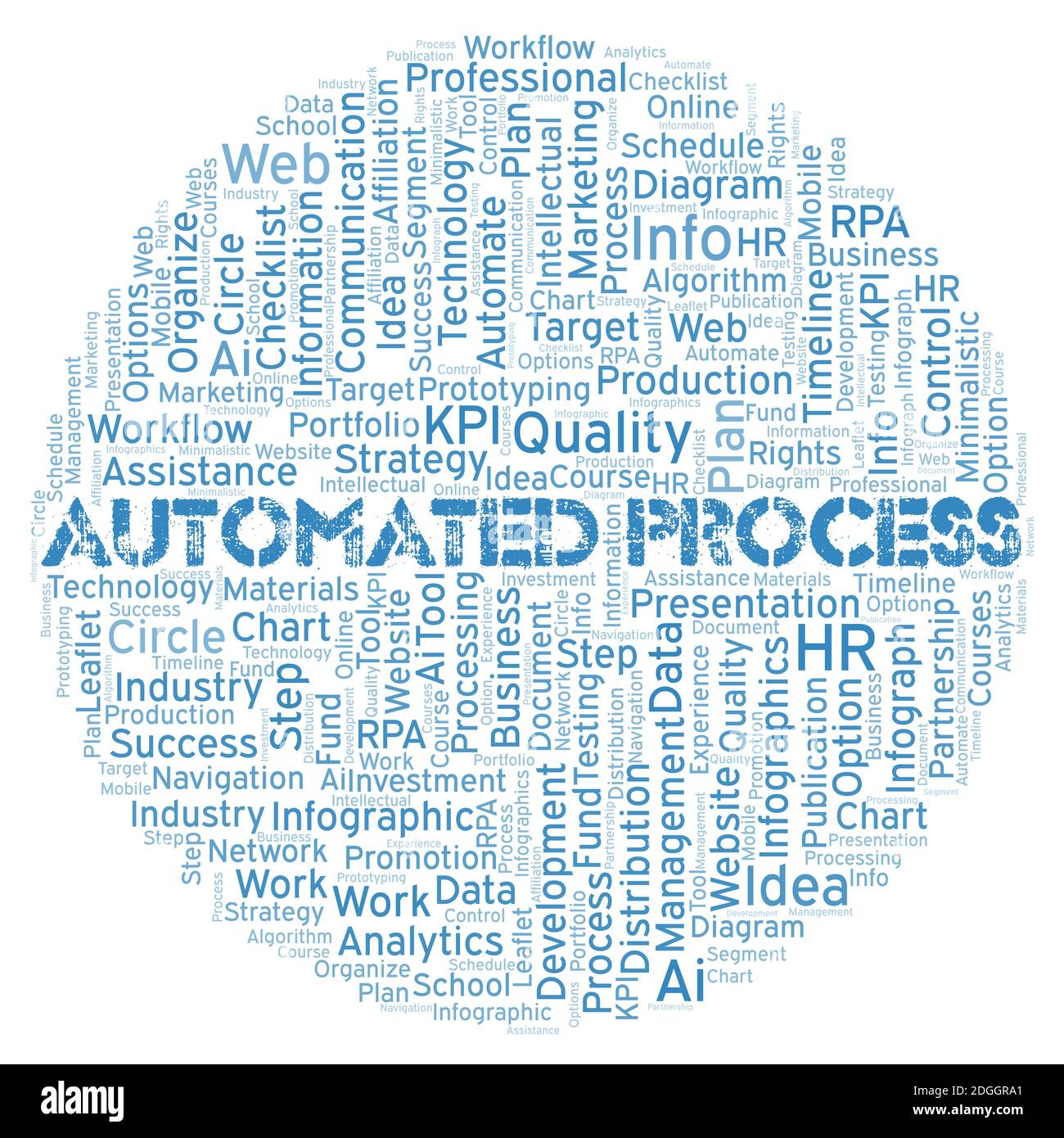 Automated Process typography word cloud create with text only Stock ...