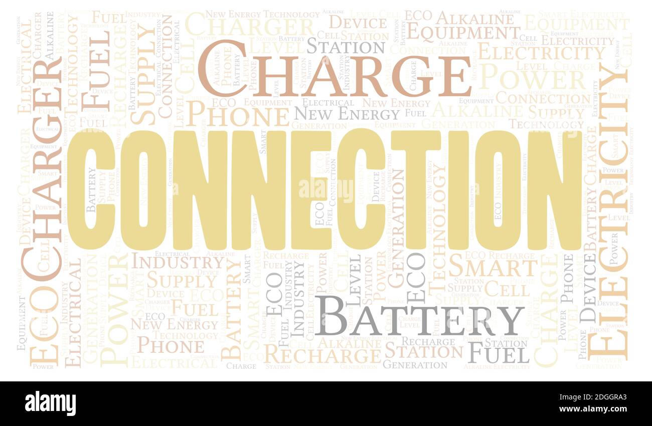 Connection typography word cloud create with text only Stock Photo - Alamy