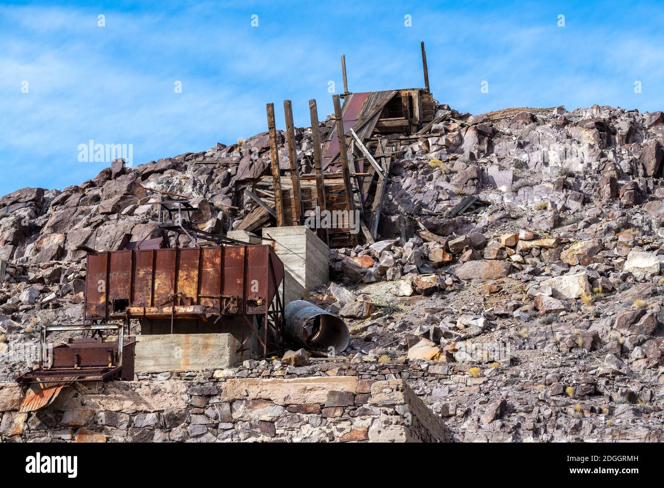The ruins of an abandoned lead mine near Bonnie Claire, Nevada, USA ...