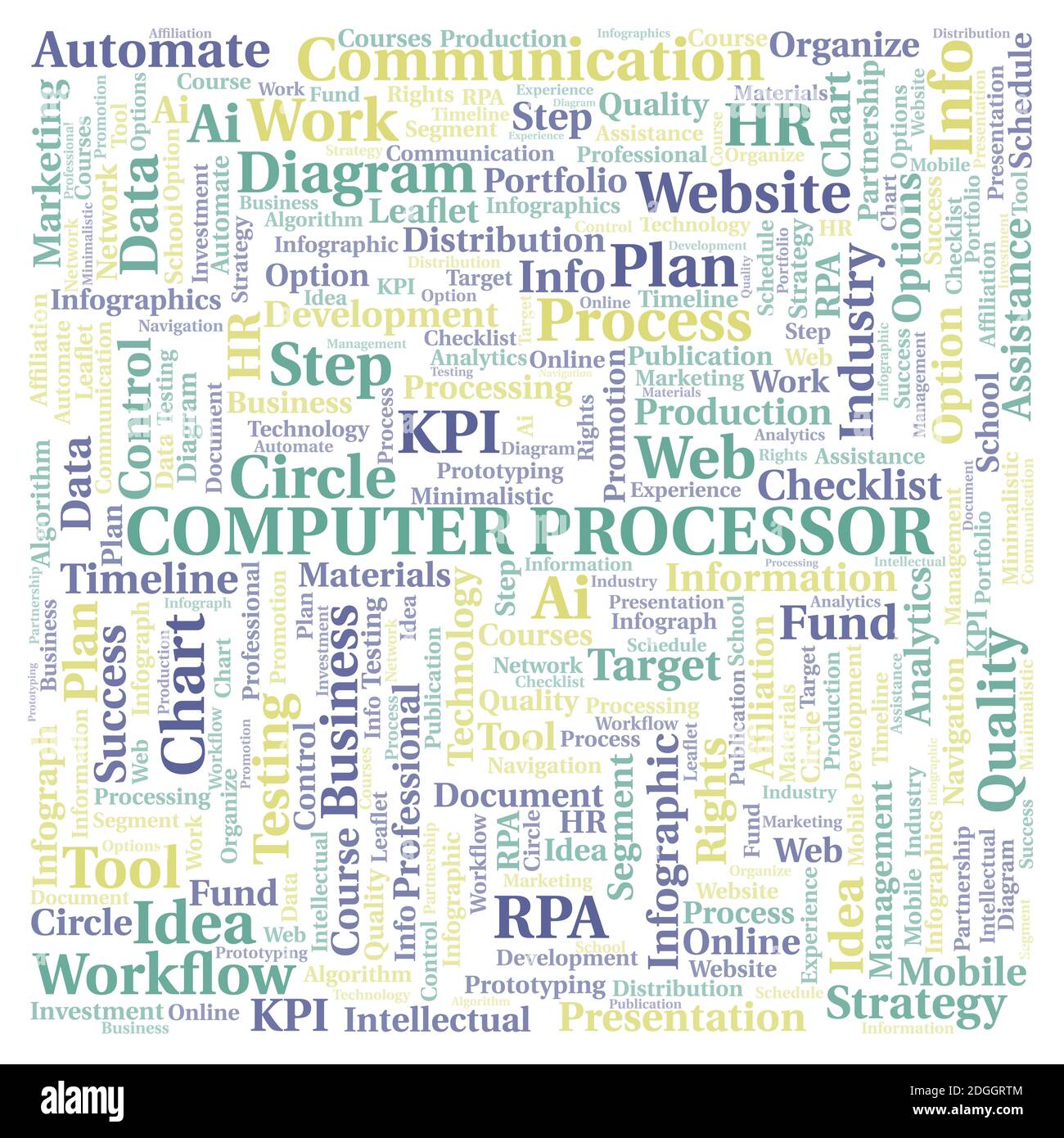 Computer Processor typography word cloud create with text only Stock ...