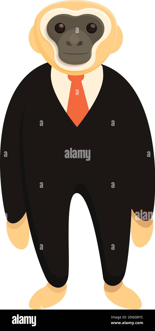 Gibbon in costume icon. Cartoon of gibbon in costume vector icon for ...