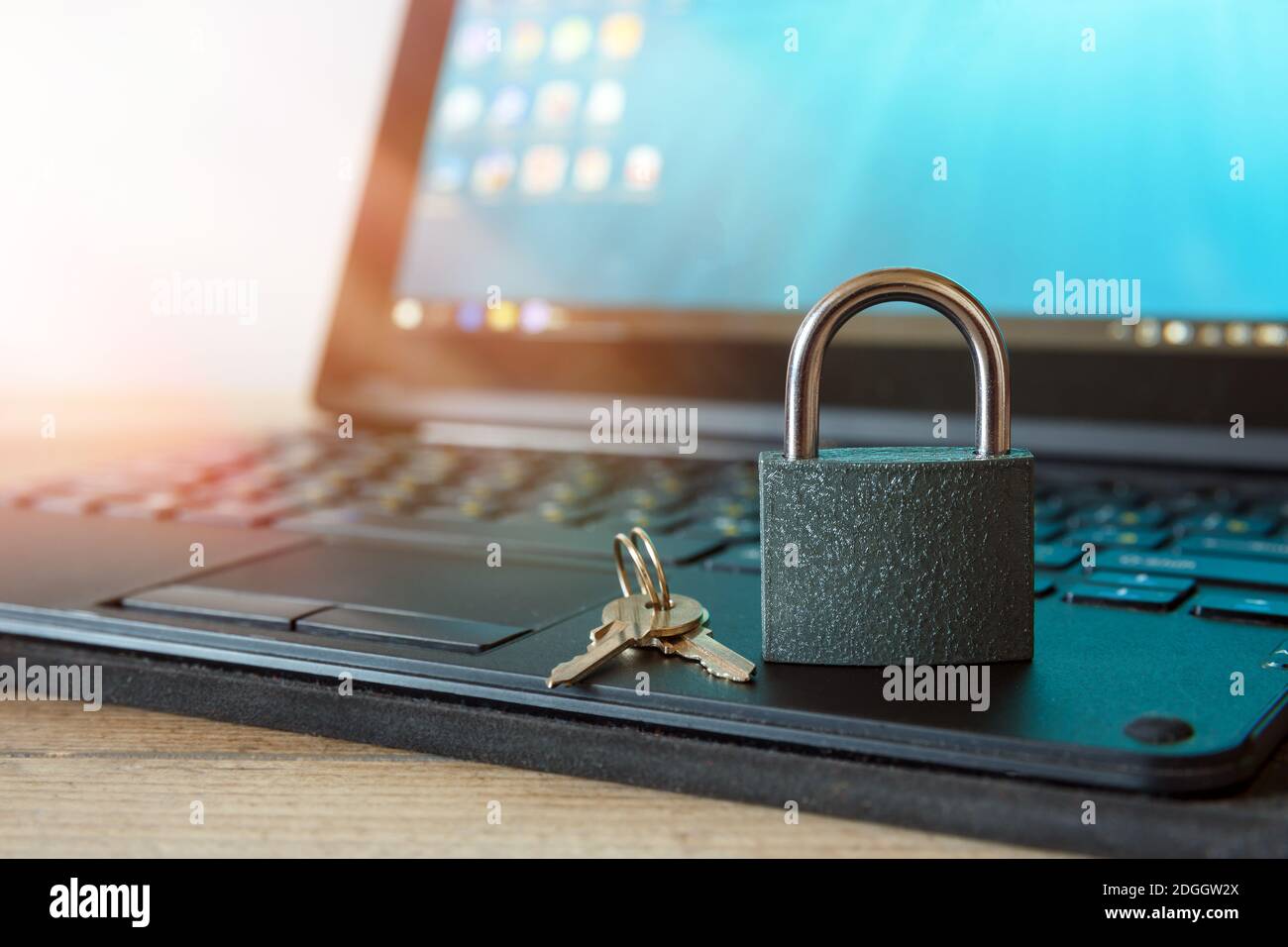 Internet computer security and network protection concept, padlock and ...