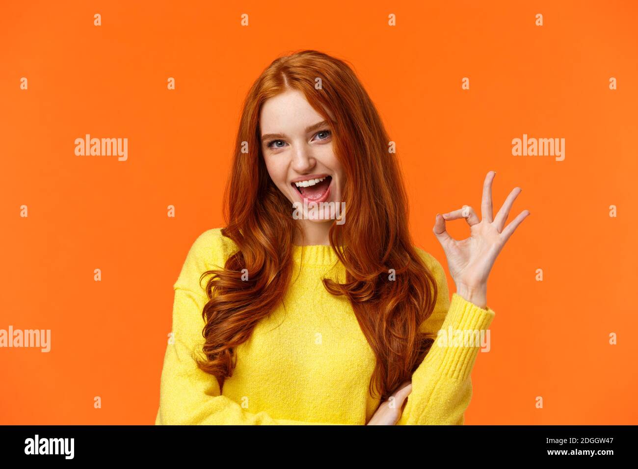 Sassy And Daring Cool Redhead Girl With Curls Showing Okay Excellent
