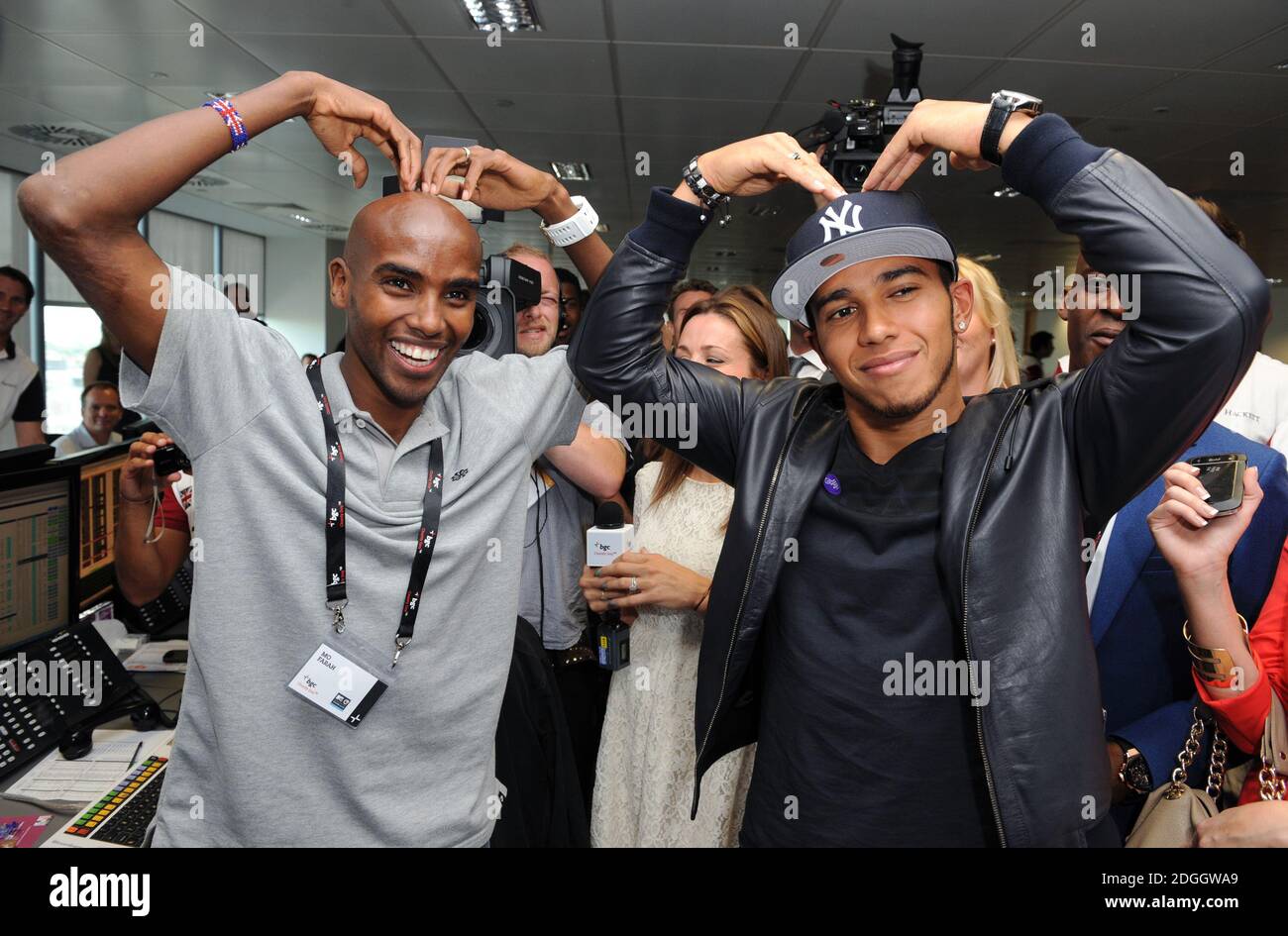 Lewis Hamilton and Mo Farah at the BGC Charity Trading Day, Barclays ...