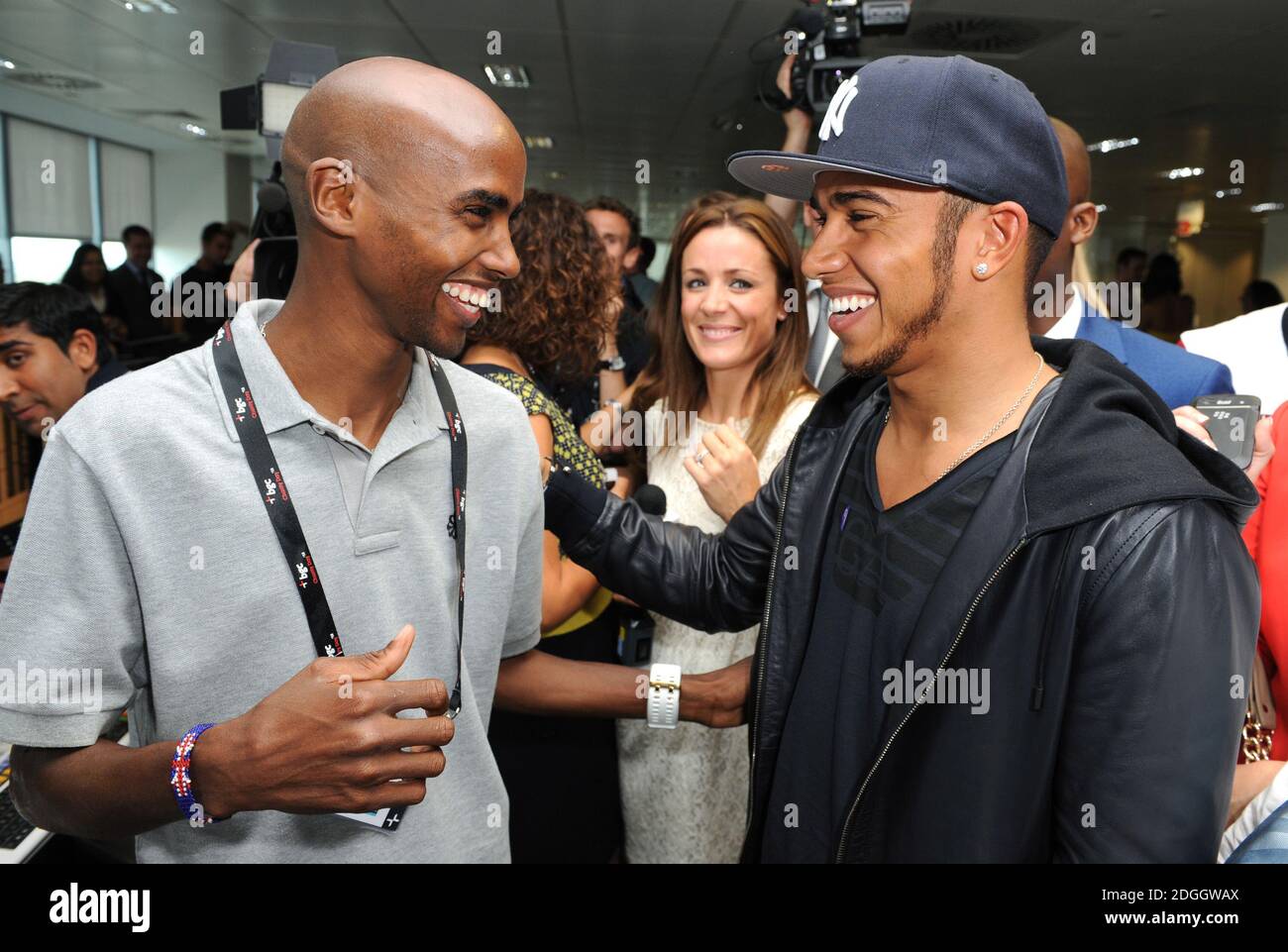 Lewis Hamilton and Mo Farah at the BGC Charity Trading Day, Barclays ...