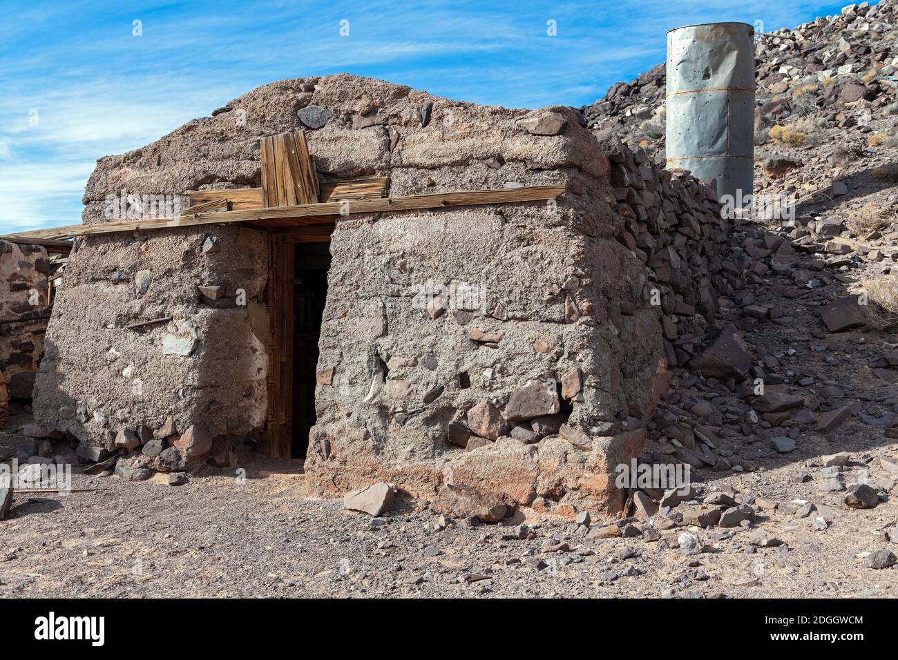 A hillside structure at an abandoned lead mine near Bonnie Claire in ...