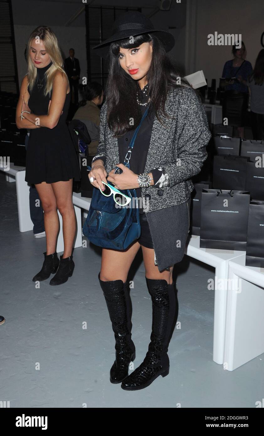 Jameela Jamil arriving at the Zoe Jordan Catwalk show, part of London ...