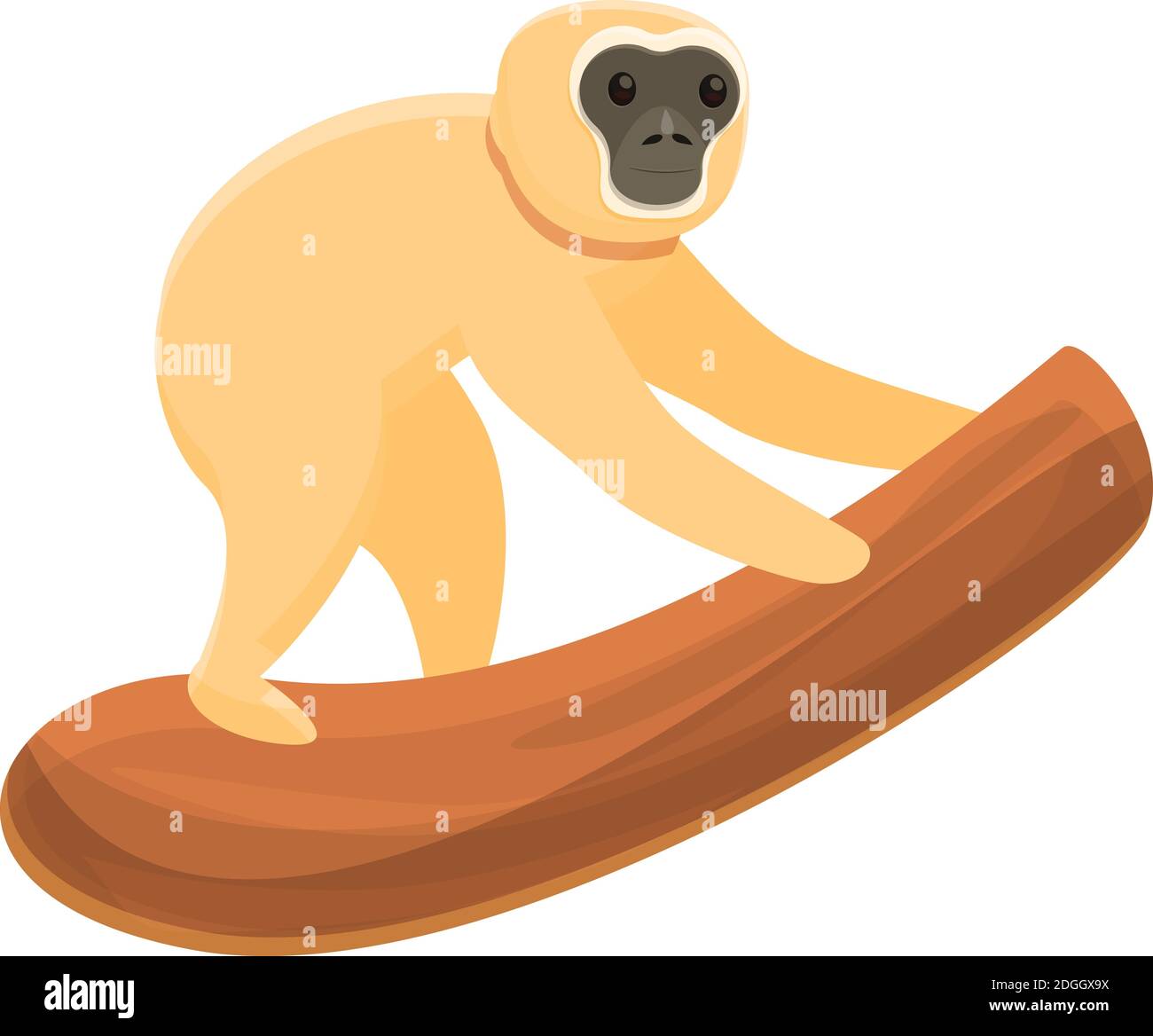 Gibbon on tree branch icon. Cartoon of gibbon on tree branch vector ...