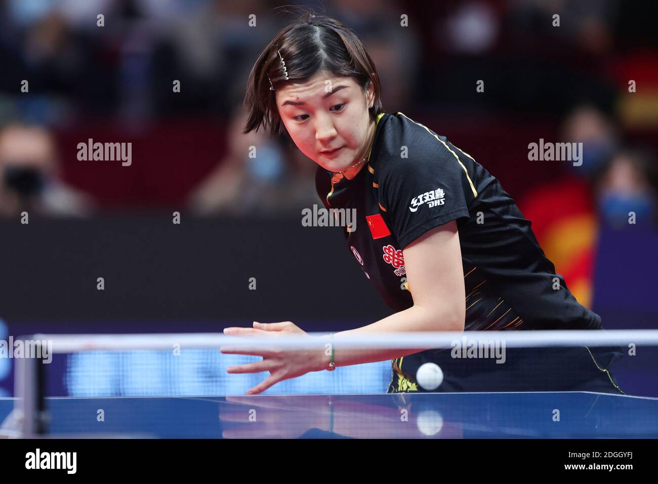 Chinese table tennis player Chen Meng plays against Chinese table ...